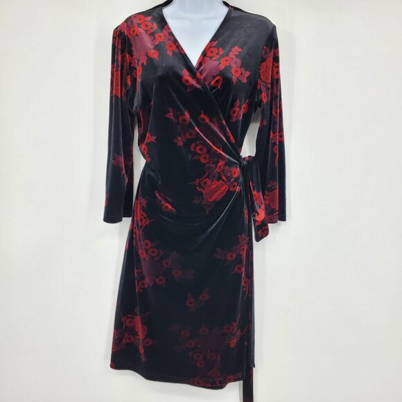 Apostrophe | Dresses | Vintage Apostrophe Stretch Y2k Black Red Velvet ...
